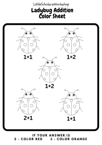 Ladybug Addition Color Sheets – Little Scholars Workshop